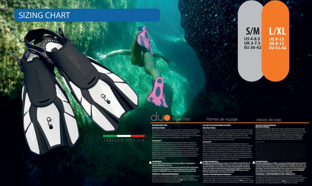 Duo - Travel Ready Fins RED - OCEAN REEF Snorkeling